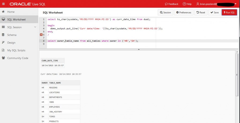 Oracle Live Sql Peasland Database Blog